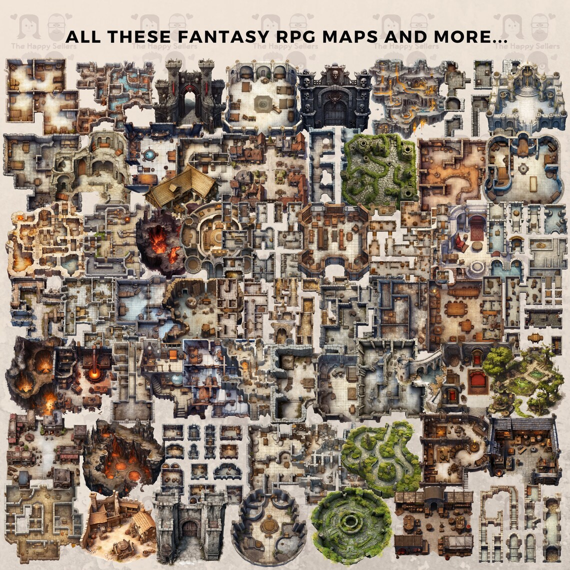 134 Fantasy RPG Maps #1 Clipart Bundle - Instant Download, Map ...