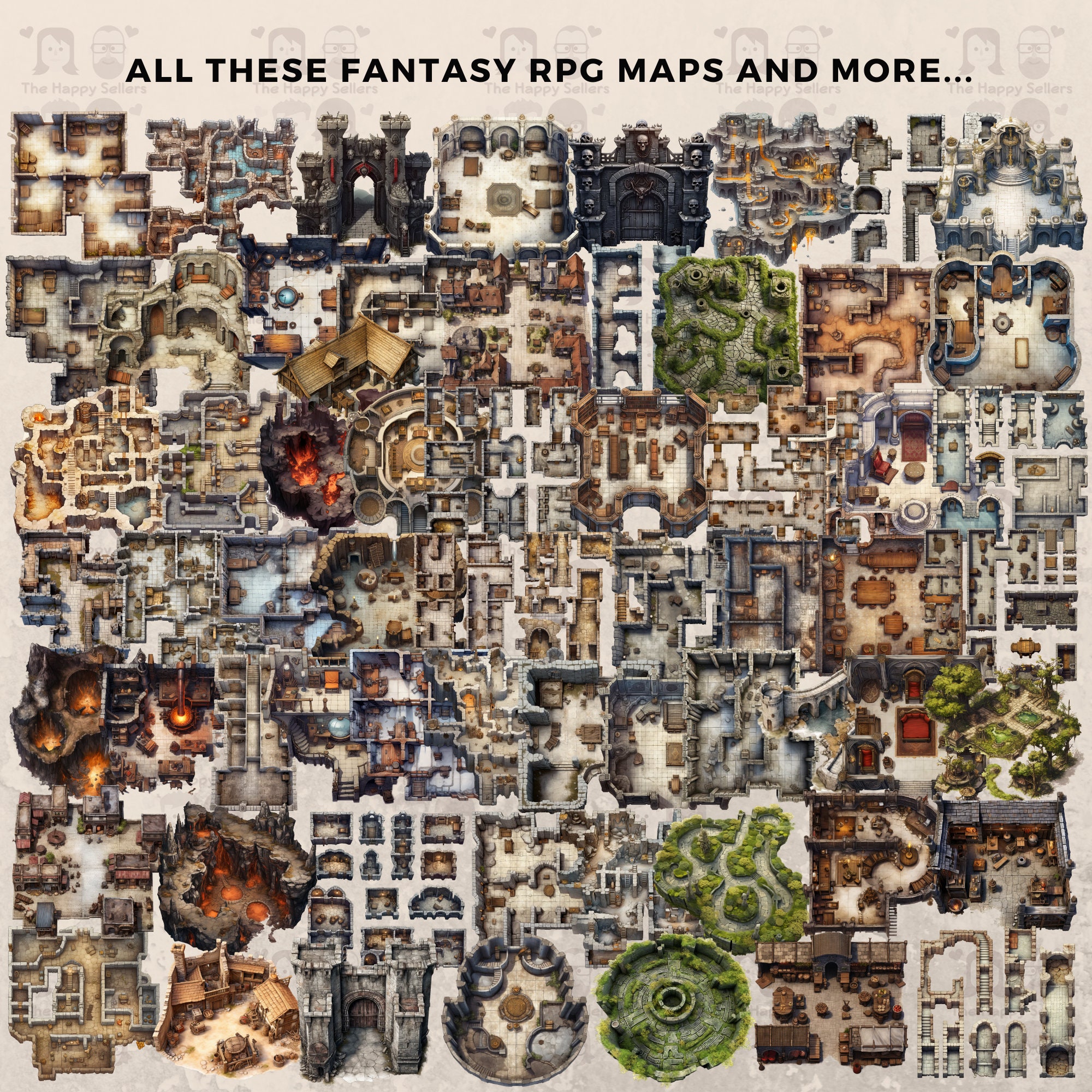 134 Fantasy RPG Maps 1 Clipart Bundle Instant Download, Map ...