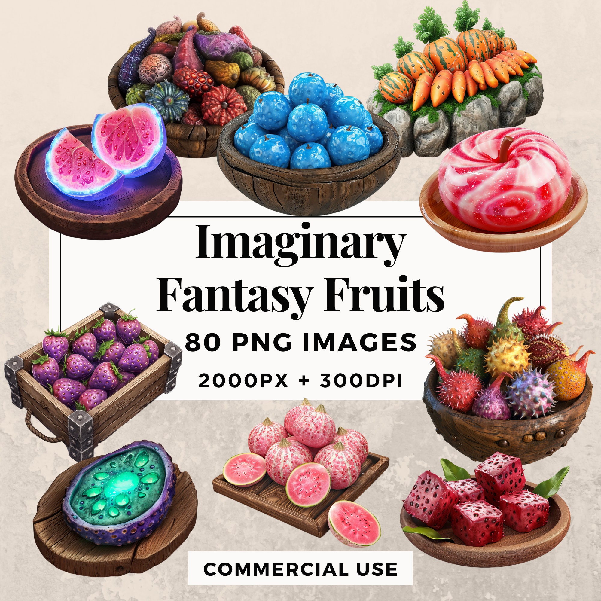 80 Imaginary Fantasy Fruits Clipart Pack INSTANT DOWNLOAD 80 Fruit ...