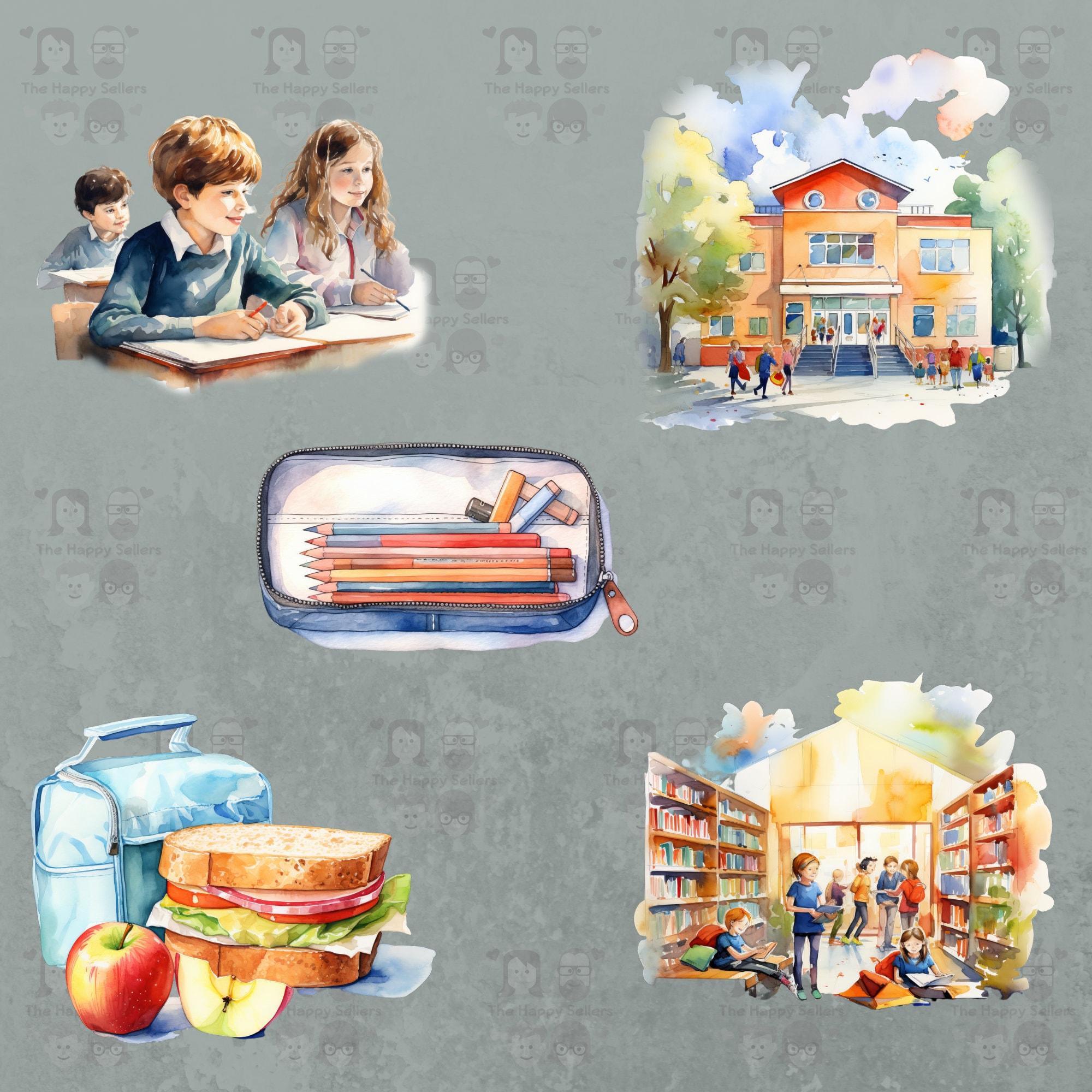 10 Watercolor School Day Clipart Pack INSTANT DOWNLOAD 10 School Day ...