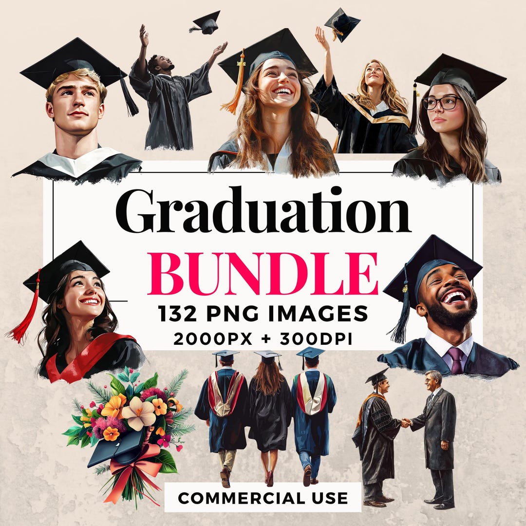 132 Graduation Clipart Bundle - Instant Download, PNG Images ...