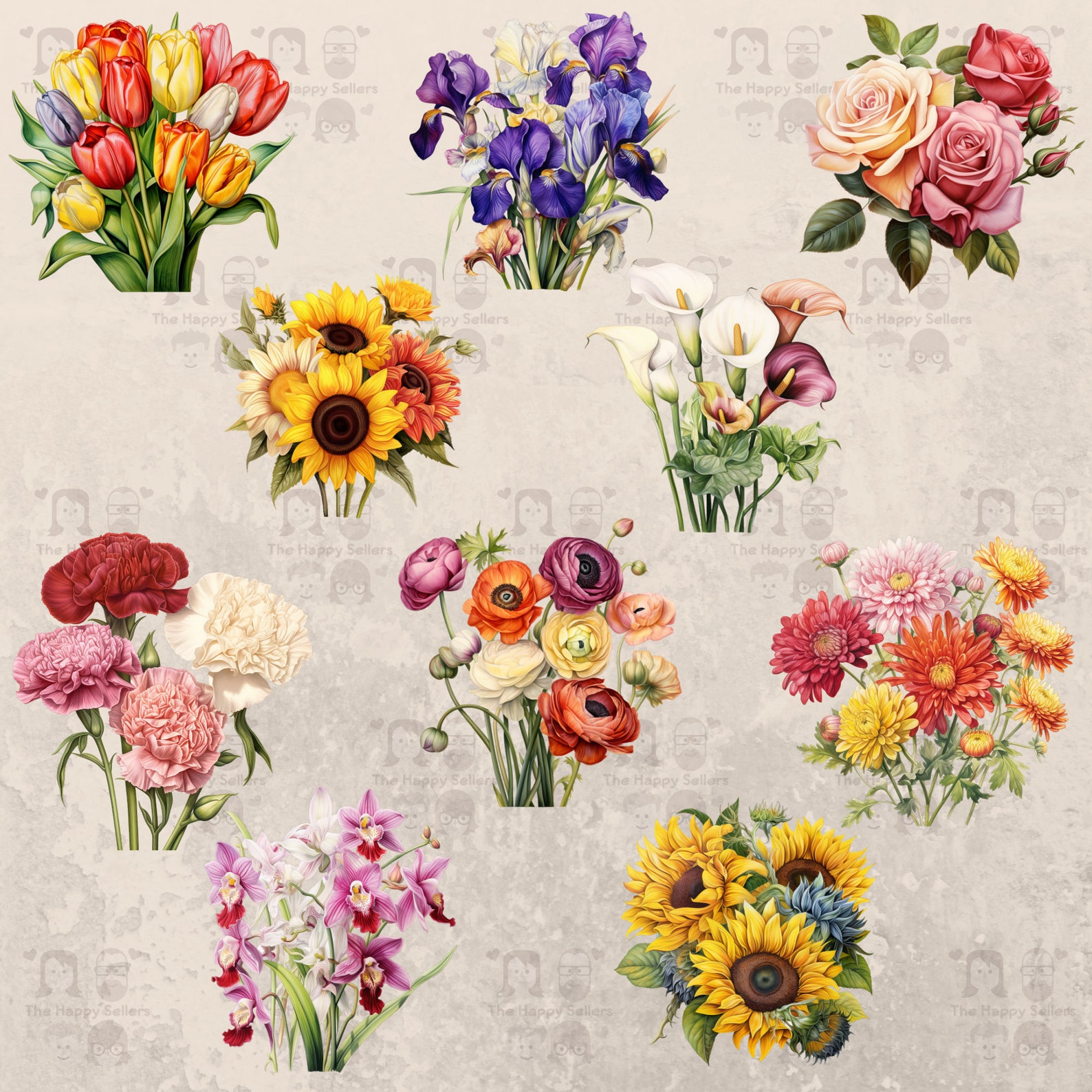40 Beautiful Flowers Clipart Pack INSTANT DOWNLOAD 40 Floral ...