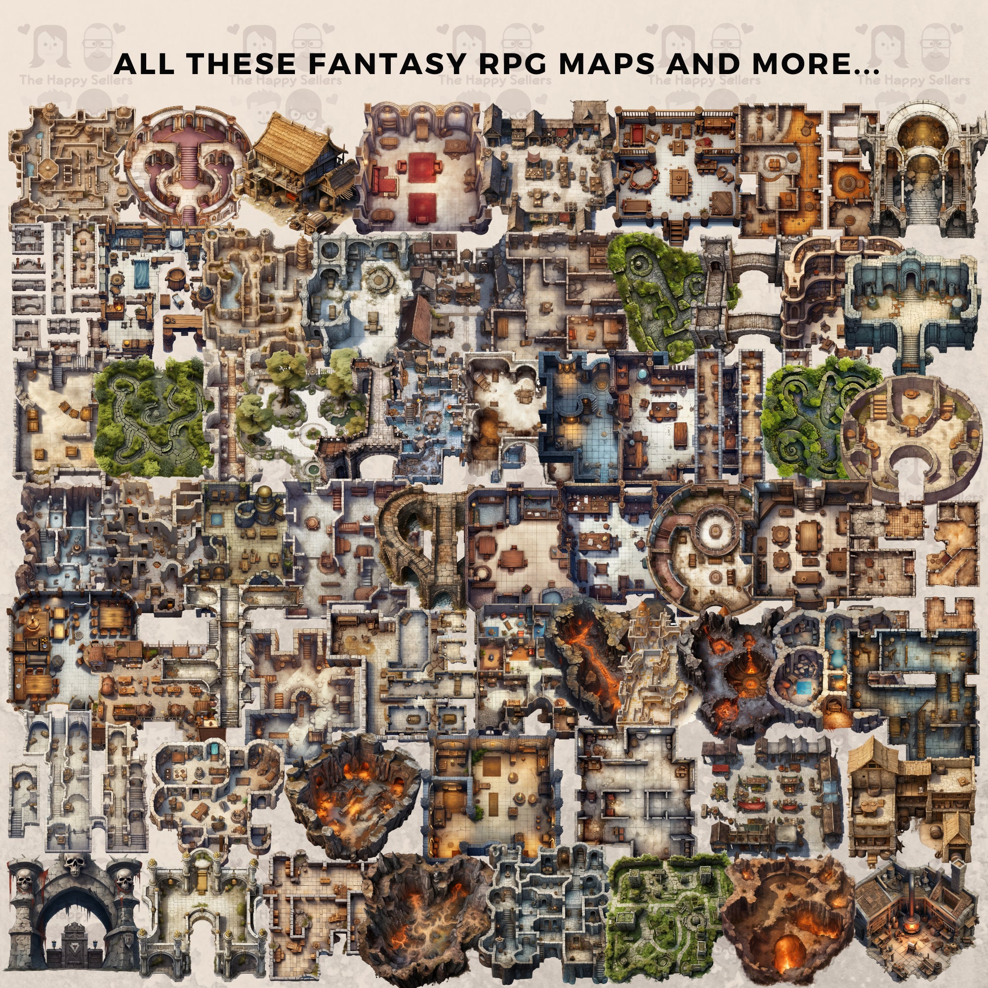 134 Fantasy RPG Maps #1 Clipart Bundle - Instant Download, Map ...