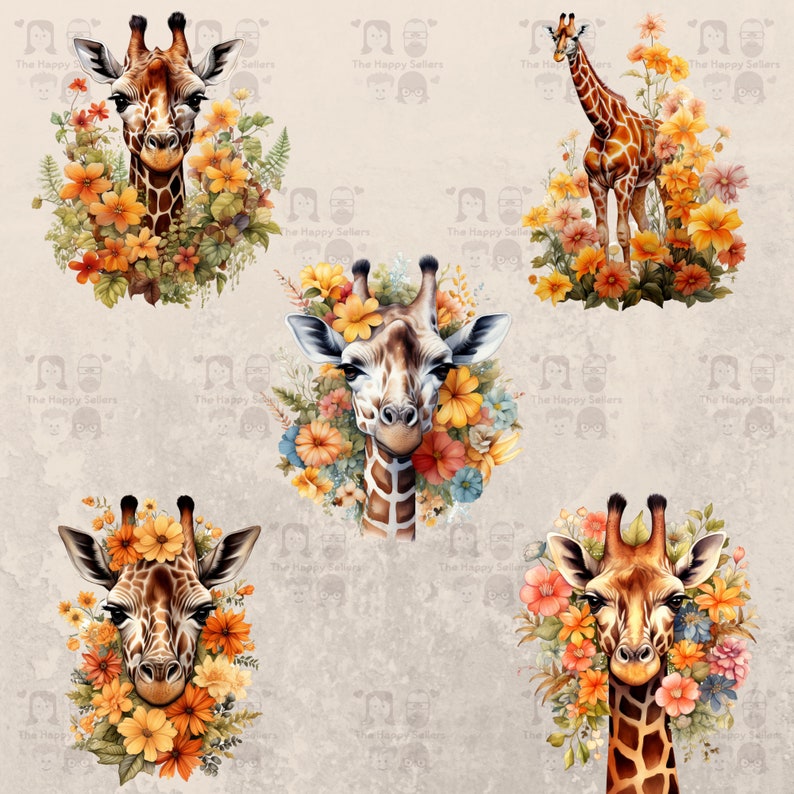 20 Giraffes Clipart Pack INSTANT DOWNLOAD 20 Majestic Giraffe ...