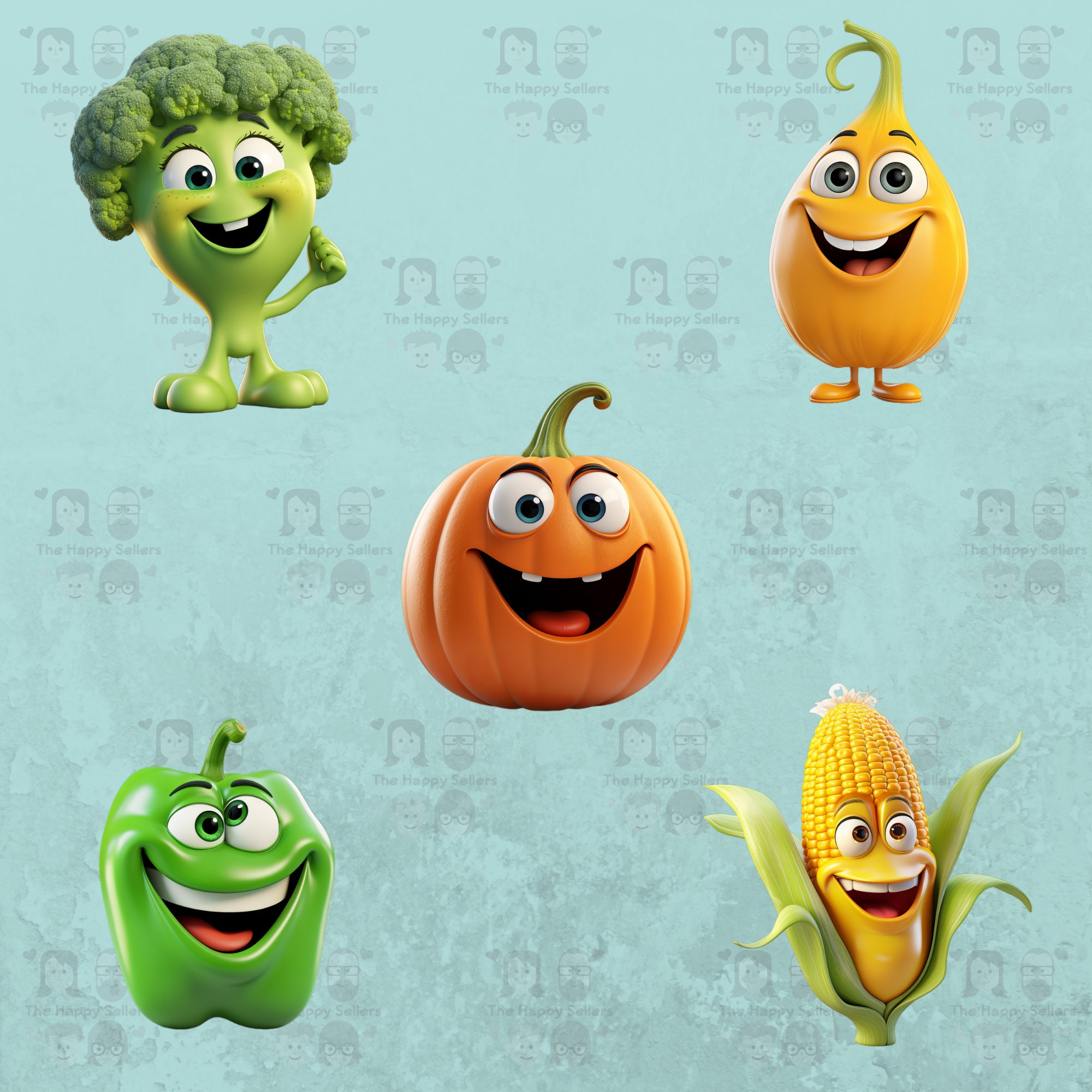 20 Funky Vegetables Clipart Pack INSTANT DOWNLOAD 20 Funky Vegetable ...