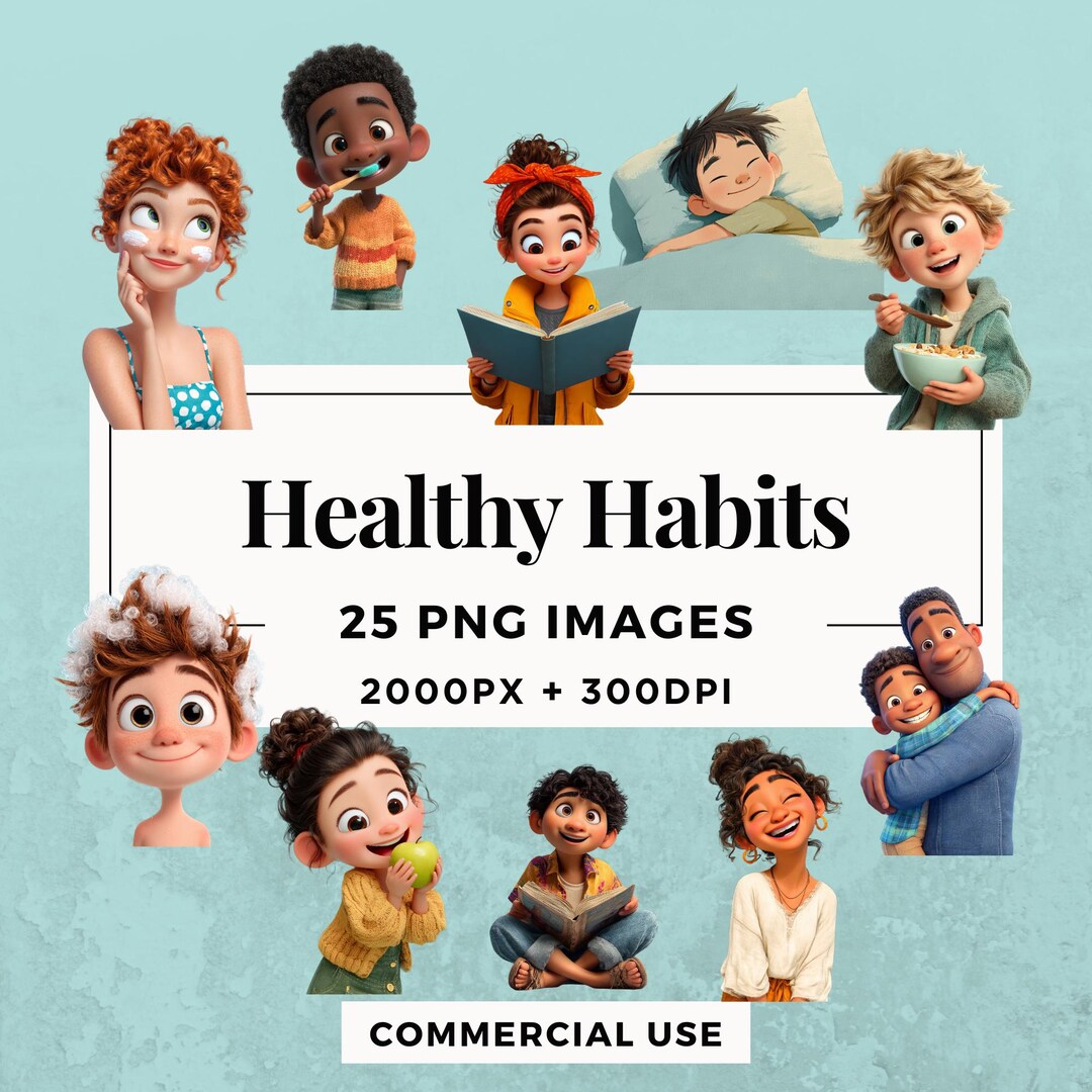 25 Healthy Habits Clipart Pack INSTANT DOWNLOAD 25 Wellness & Lifestyle ...