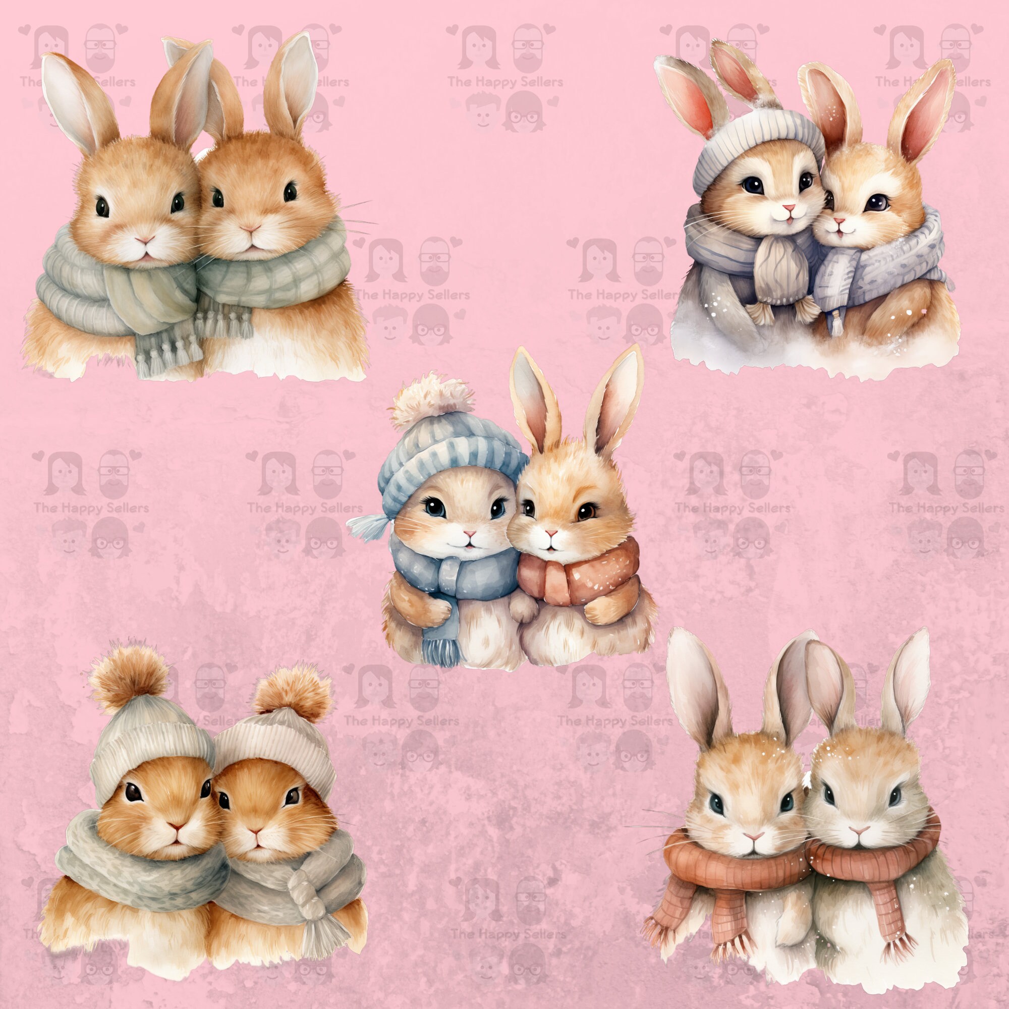 20 Winter Bunnies Clipart Pack INSTANT DOWNLOAD 20 Adorable Winter ...