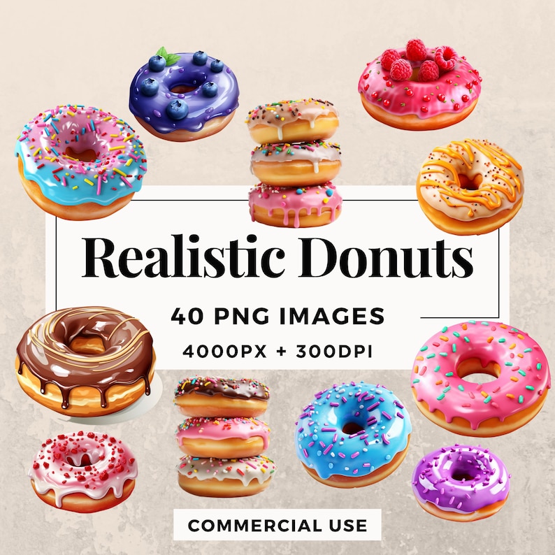40 Realistic Donuts Clipart Pack INSTANT DOWNLOAD 40 Donut - Etsy