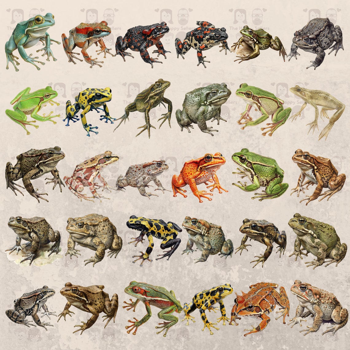 80 Frogs and Toads Clipart Pack INSTANT DOWNLOAD 80 Charming Amphibian ...