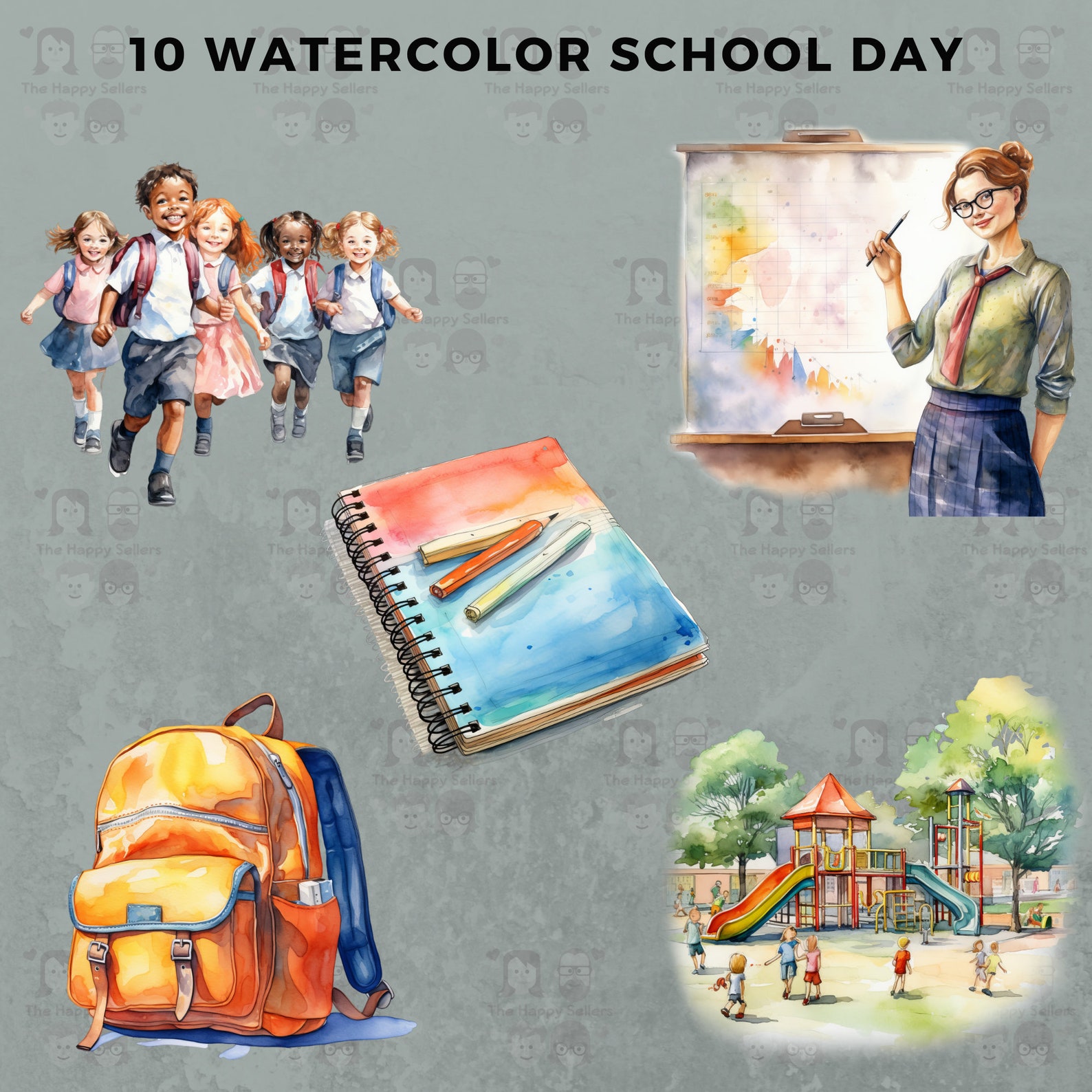 10 Watercolor School Day Clipart Pack INSTANT DOWNLOAD 10 School Day ...