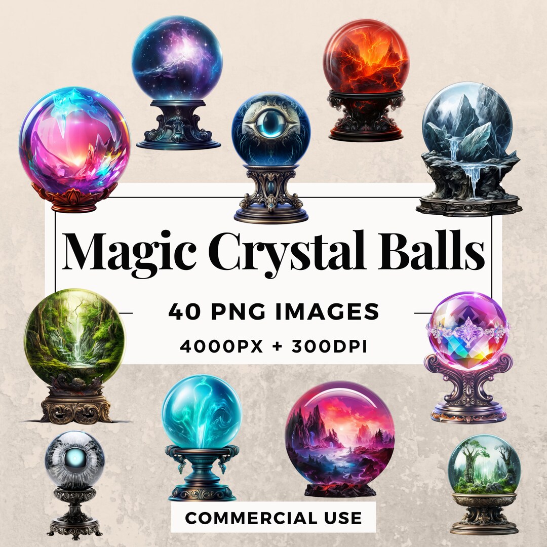 40 Magic Crystal Balls Clipart Pack INSTANT DOWNLOAD 40 Crystal Ball ...