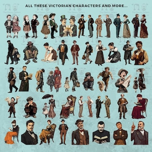 126 Victorian Characters Clipart Bundle - Instant Download, Vintage ...
