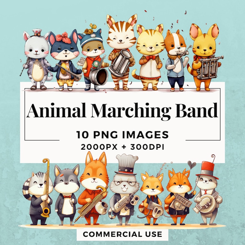 10 Animal Marching Band Clipart Pack INSTANT DOWNLOAD 10 Adorable ...