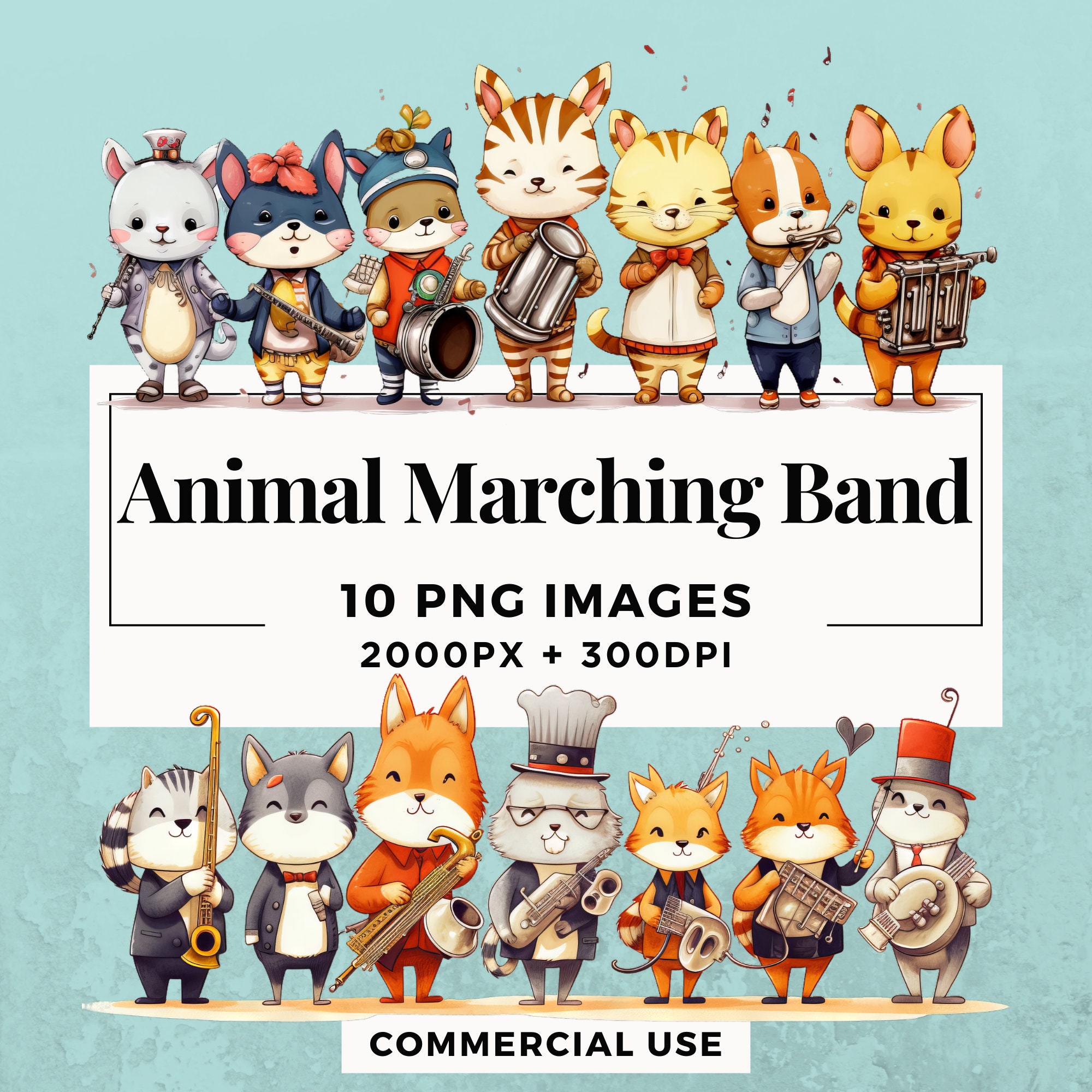 10 Animal Marching Band Clipart Pack INSTANT DOWNLOAD 10 Adorable ...
