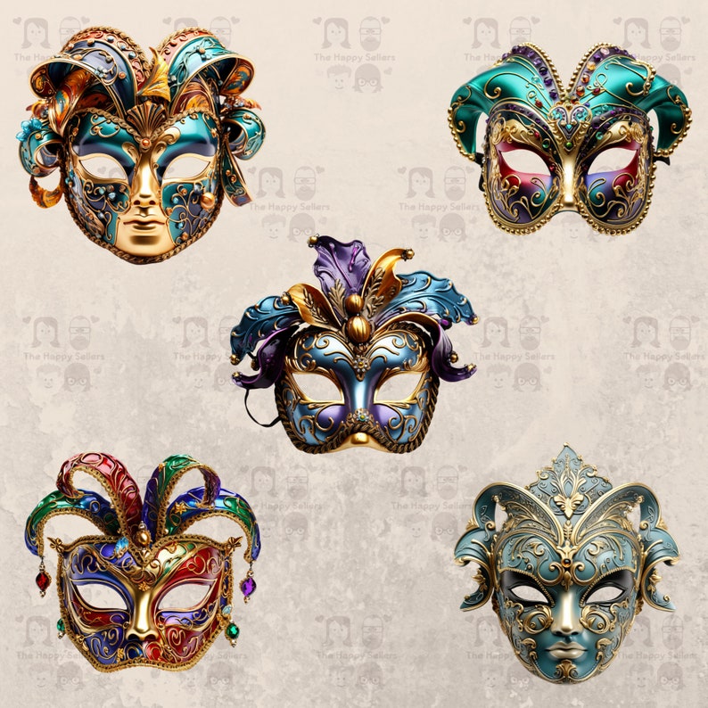 20 Carnival Masks Clipart Pack INSTANT DOWNLOAD 20 Vibrant Carnival ...