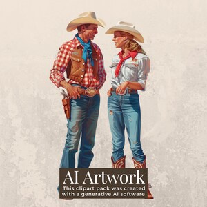 128 Cowboys and Cowgirls Clipart Bundle - Instant Download, Western ...