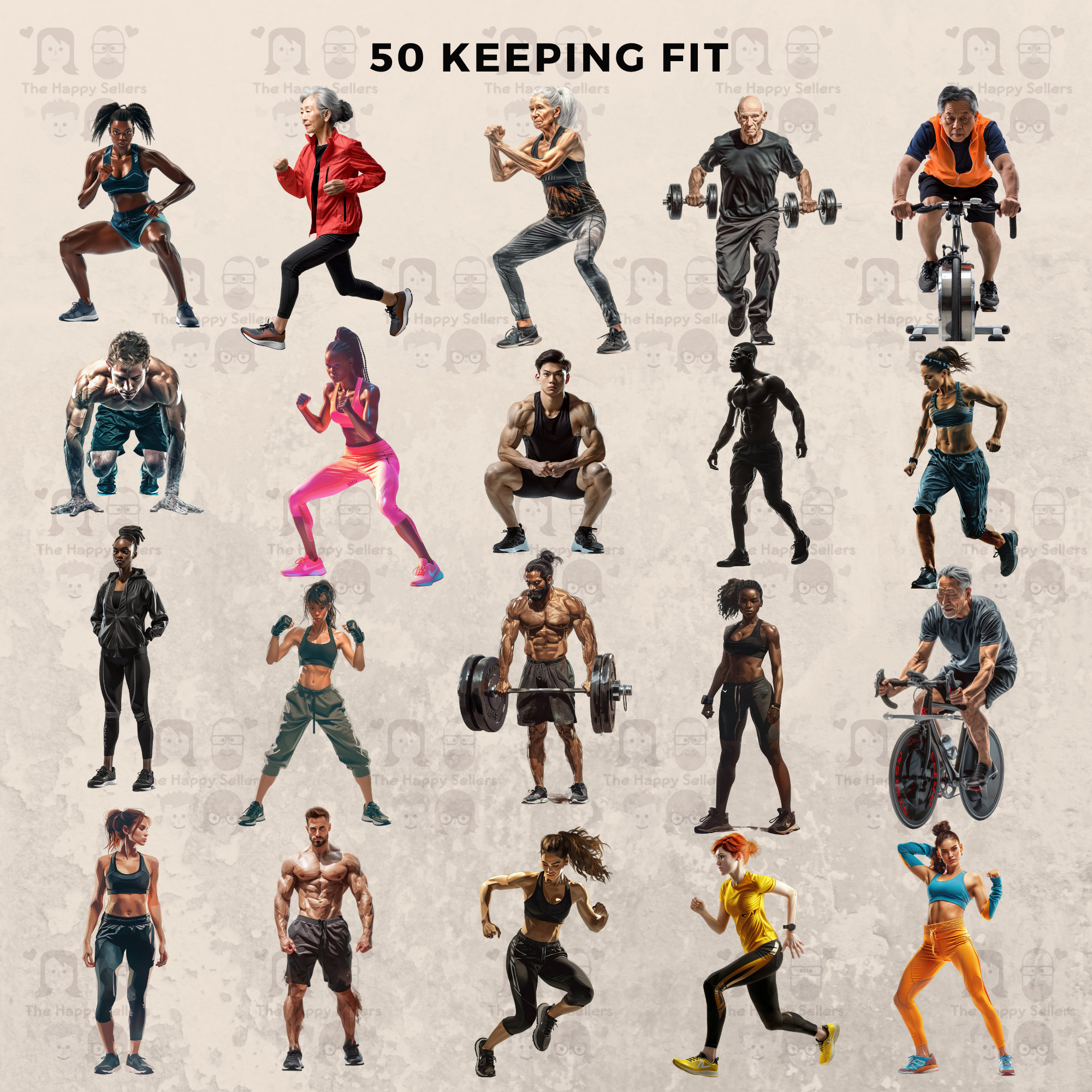 50 Keeping Fit Clipart Pack INSTANT DOWNLOAD 50 Active Lifestyle ...