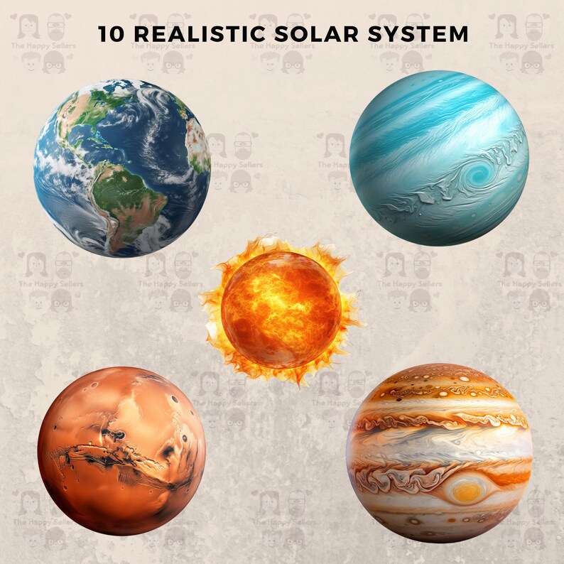 10 Realistic Solar System Clipart Pack INSTANT DOWNLOAD 10 Solar System ...