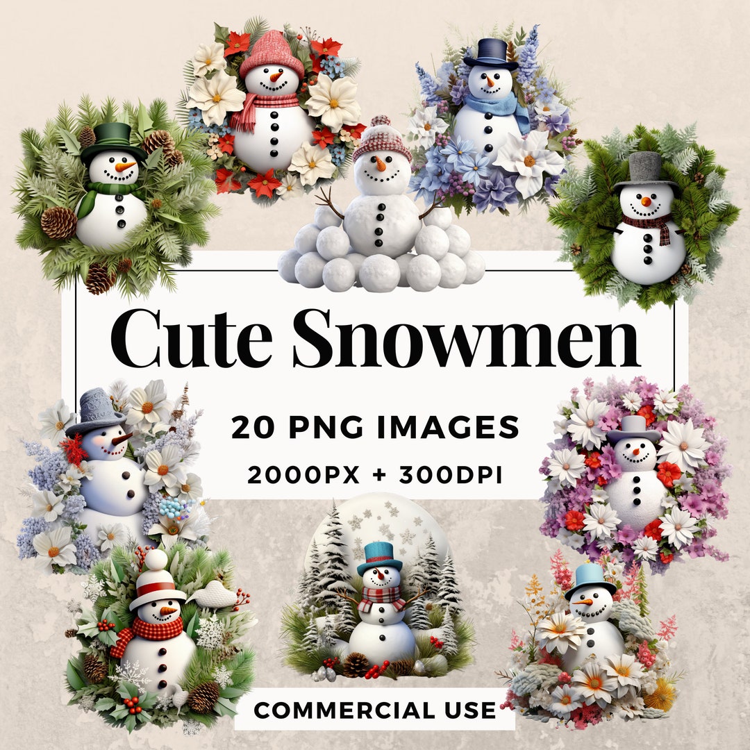 20 Cute Snowmen Clipart Pack INSTANT DOWNLOAD 20 Adorable Snowman ...