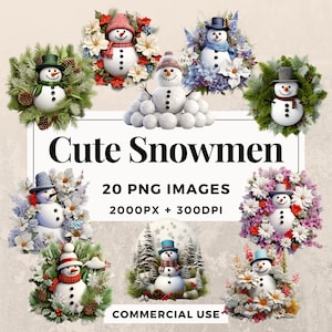20 Cute Snowmen Clipart Pack INSTANT DOWNLOAD 20 Adorable Snowman ...