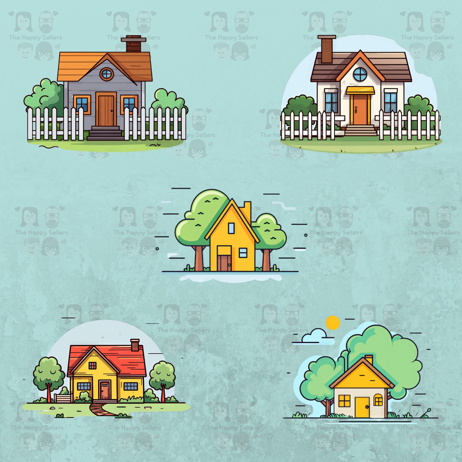 20 Simple Houses Clipart Pack INSTANT DOWNLOAD 20 Charming House ...