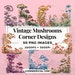 50 Vintage Mushrooms Corner Designs Clipart Pack - INSTANT DOWNLOAD ...