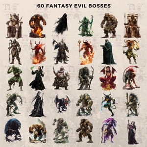 60 Fantasy Evil Bosses Clipart Pack INSTANT DOWNLOAD 60 Villain ...