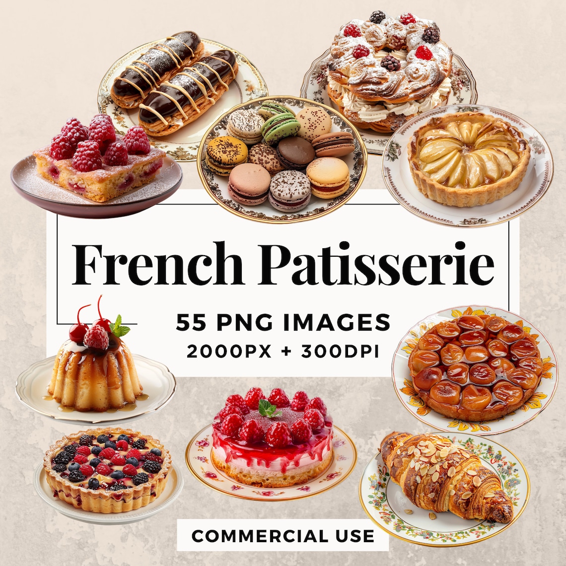 55 French Patisserie Clipart Pack INSTANT DOWNLOAD 55 French Pastry ...