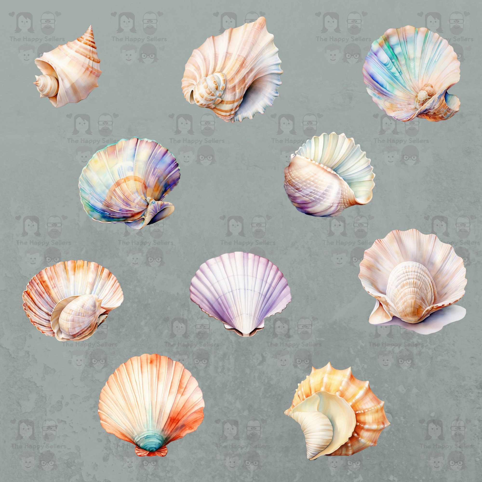 40 Watercolor Seashells Clipart Pack INSTANT DOWNLOAD - Etsy