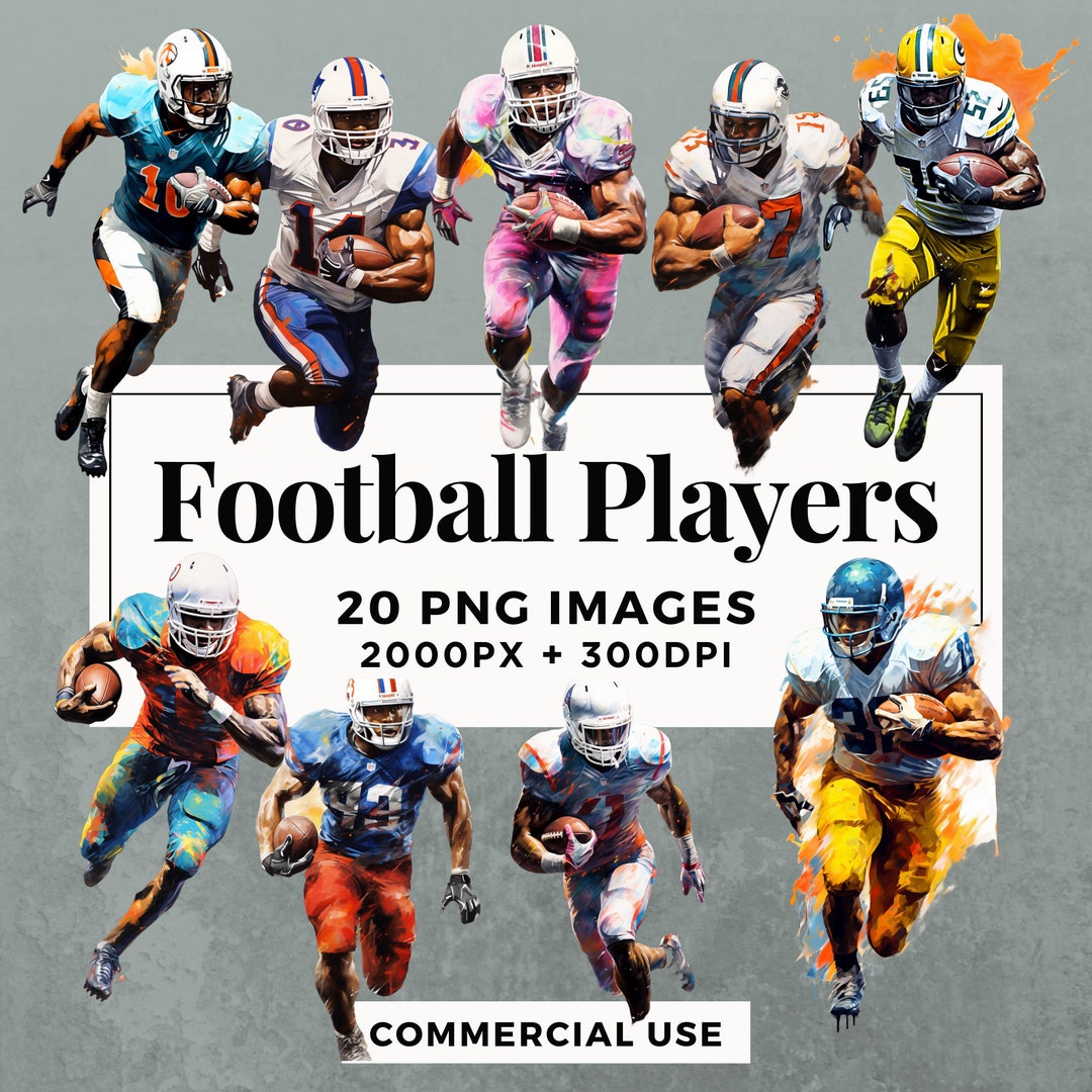20 Football Players Clipart Pack INSTANT DOWNLOAD 20 Football Player ...