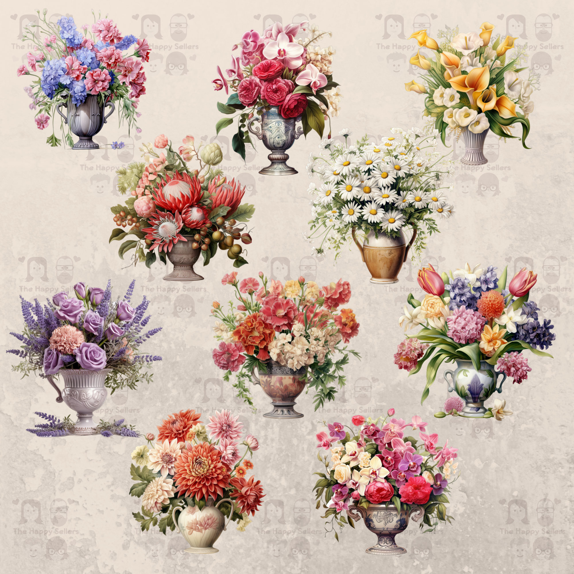 40 Flower Arrangements Clipart Pack INSTANT DOWNLOAD 40 Floral ...