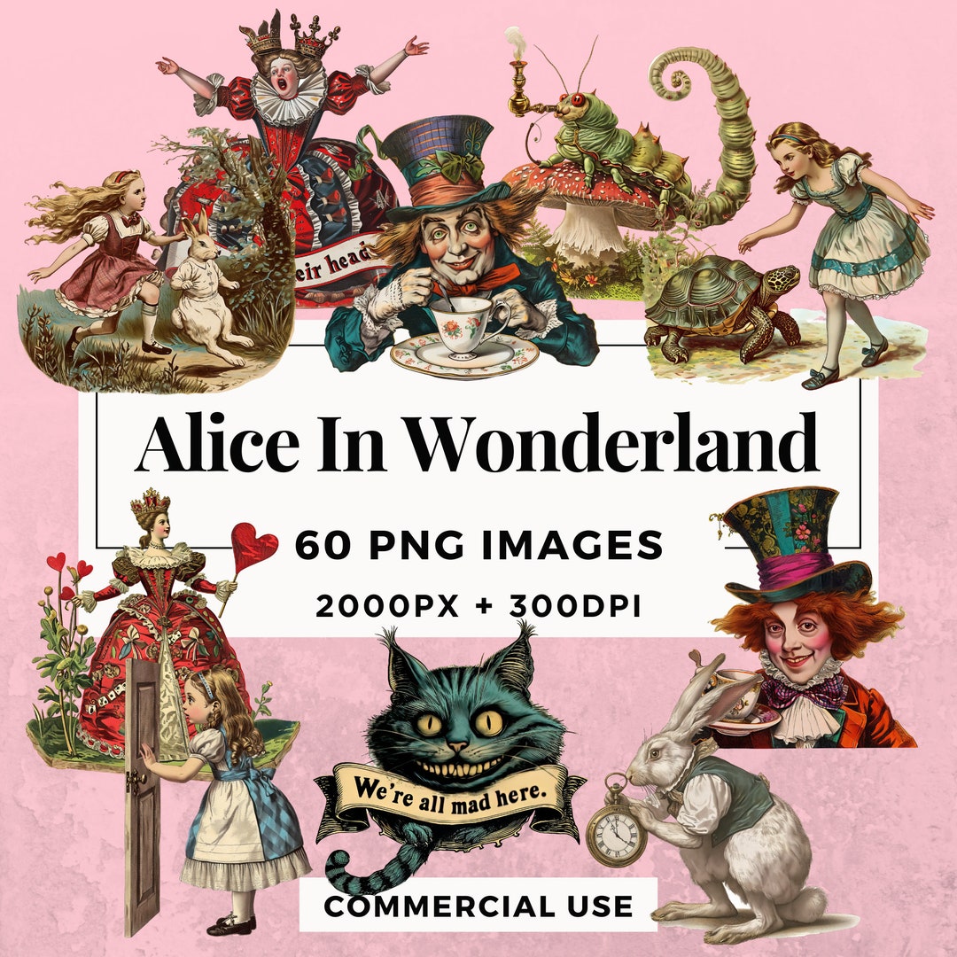 60 Alice in Wonderland Clipart Pack INSTANT DOWNLOAD 60 Whimsical ...