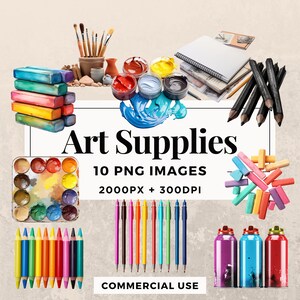 10 Art Supplies Clipart Pack INSTANT DOWNLOAD 10 Creative Tools ...