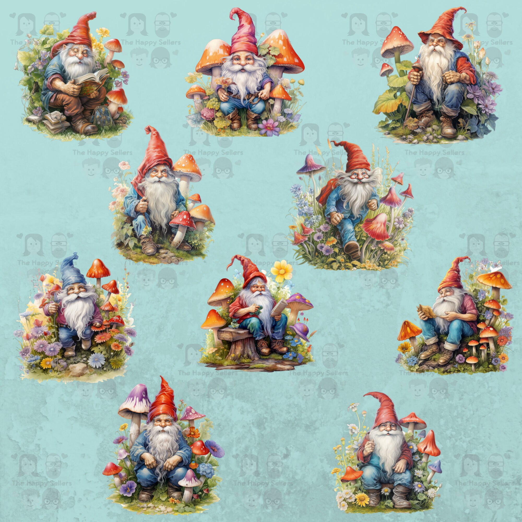 40 Colorful Gnomes Clipart Pack INSTANT DOWNLOAD 40 Whimsical - Etsy