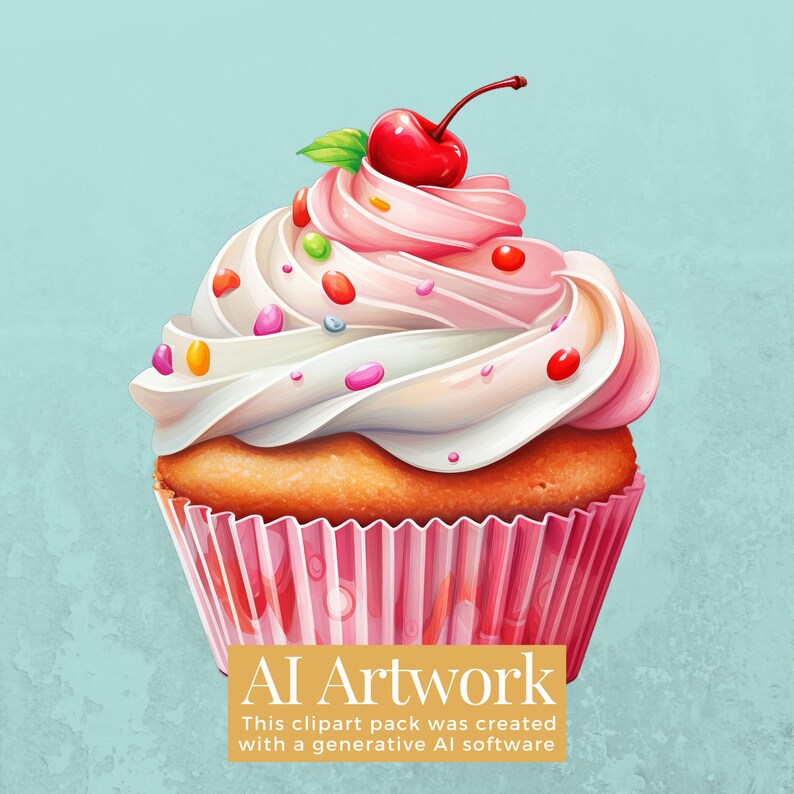 20 Whimsical Cupcakes Clipart Pack INSTANT DOWNLOAD 20 Charming Cupcake ...