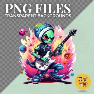 20 Alien Rockers Clipart Pack INSTANT DOWNLOAD 20 Galactic Rockstar ...