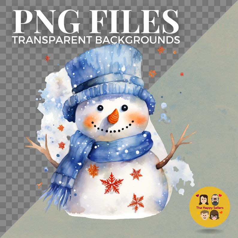 10 Watercolor Snowmen Clipart Pack INSTANT DOWNLOAD 10 Snowman ...