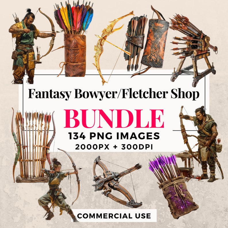 134 Fantasy Bowyer/fletcher Shop Clipart Bundle - Instant Download, PNG ...