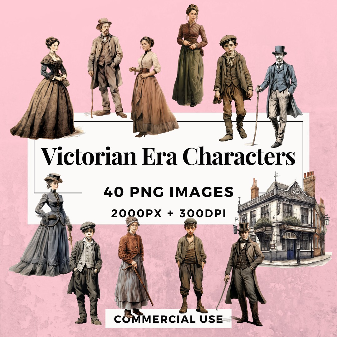 40 Victorian Era Characters Clipart Pack - INSTANT DOWNLOAD, PNG ...