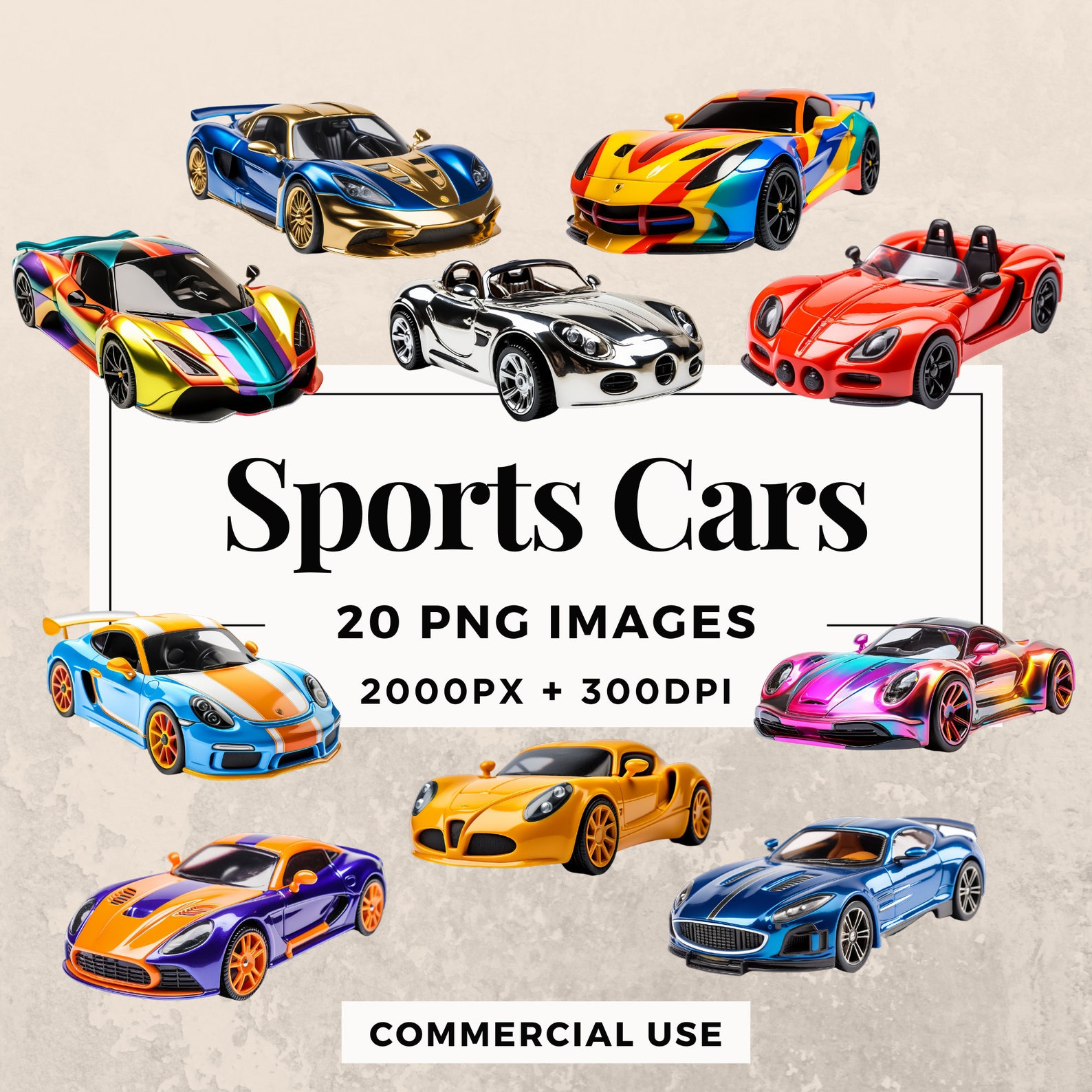 20 Sports Cars Clipart Pack INSTANT DOWNLOAD 20 Sports Car ...