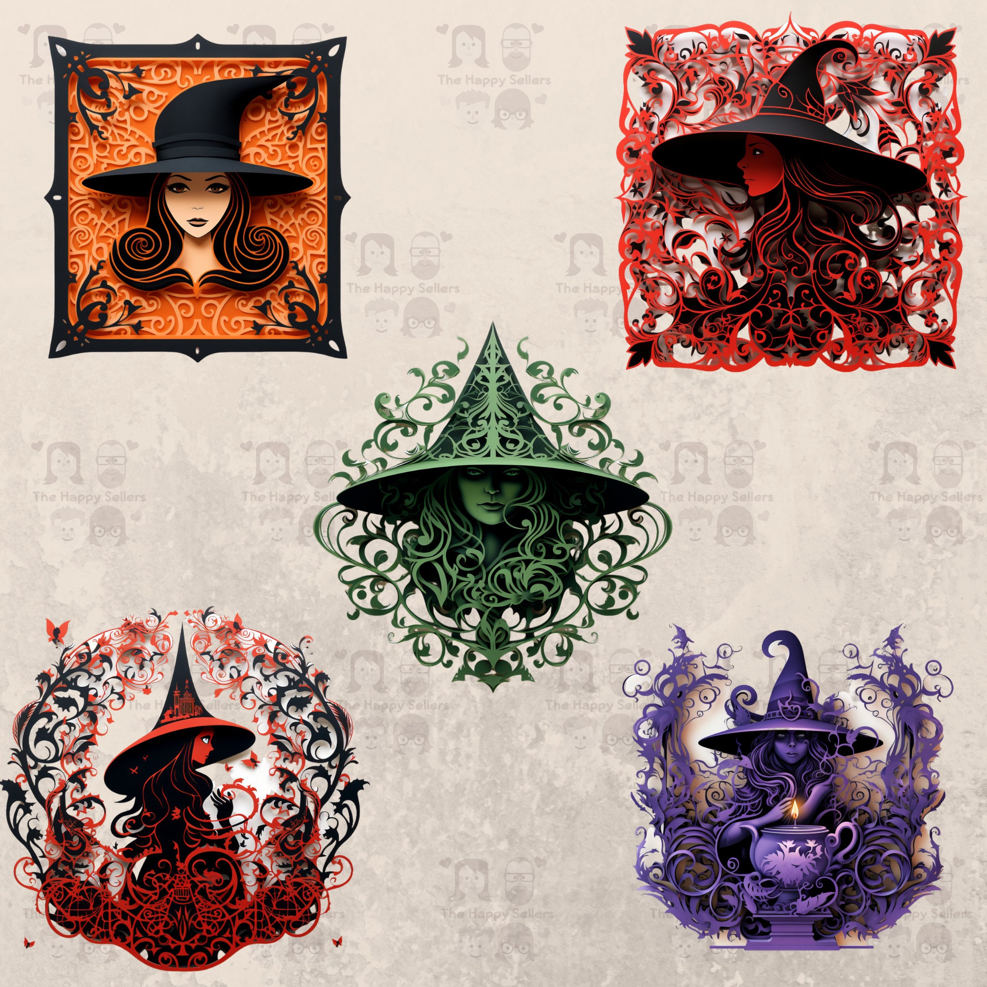 20 Witches Clipart Pack INSTANT DOWNLOAD 20 Bewitching Witch ...