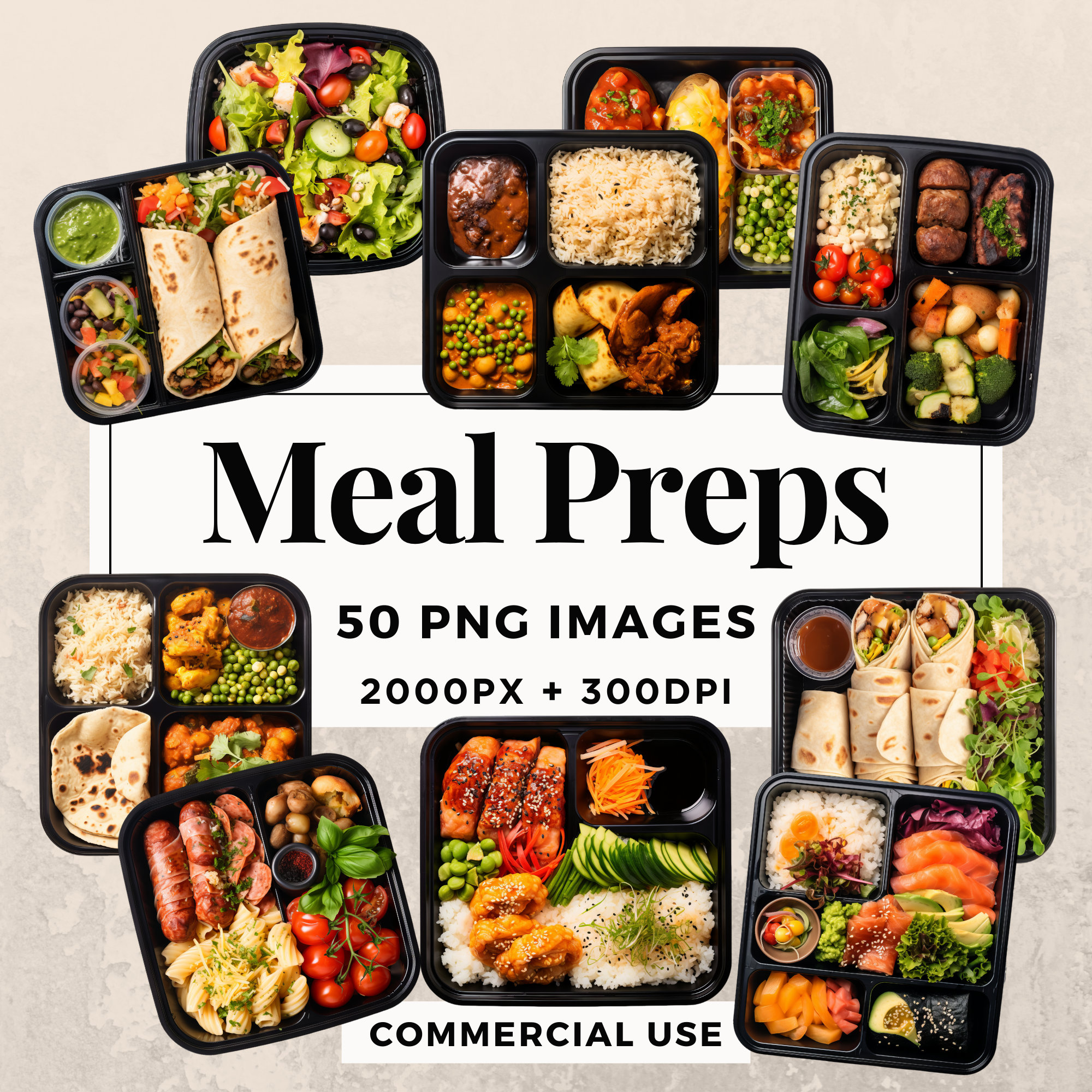 50 Meal Preps Clipart Pack INSTANT DOWNLOAD 50 Culinary Illustrations ...