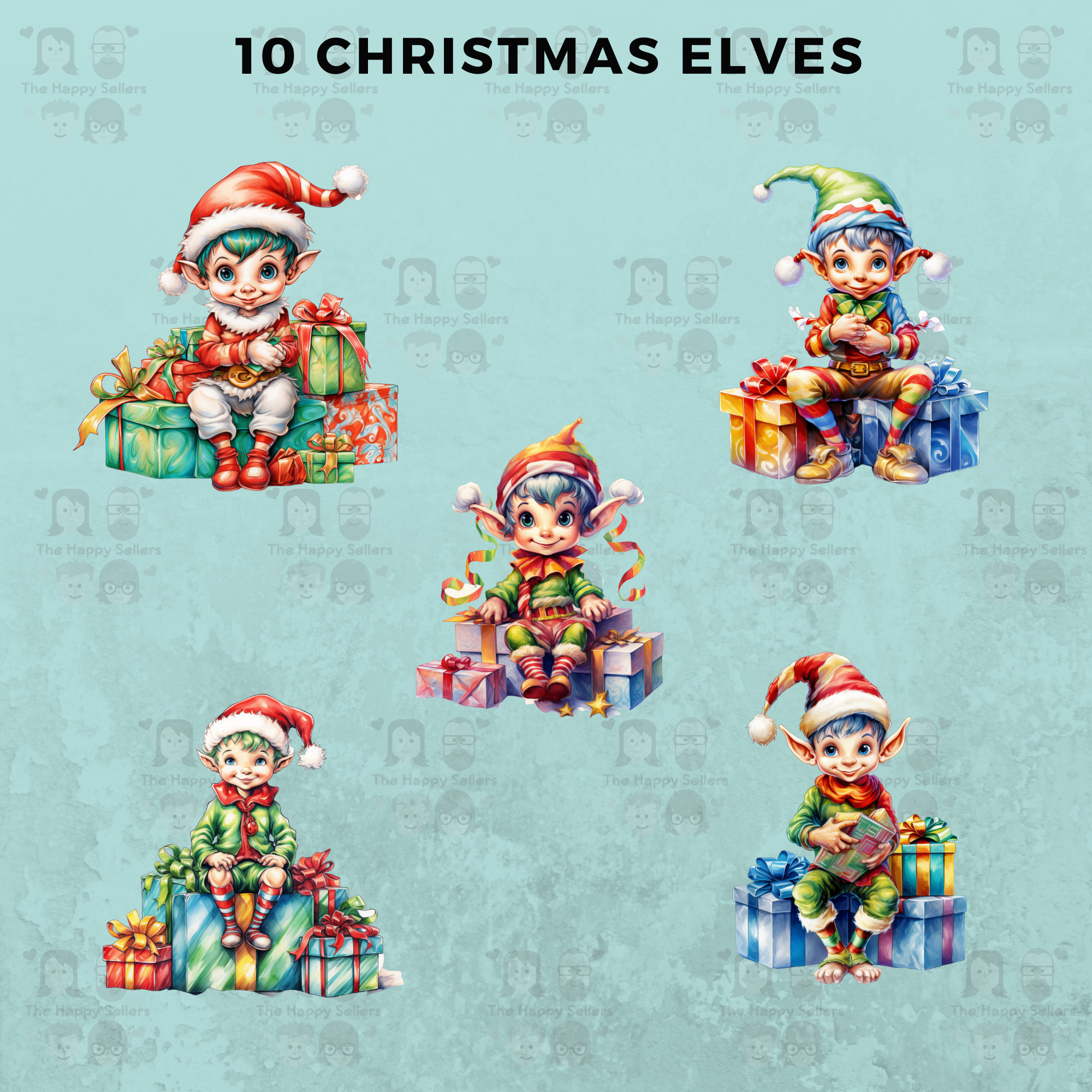 10 Christmas Elves Clipart Pack INSTANT DOWNLOAD 10 Christmas Elf ...