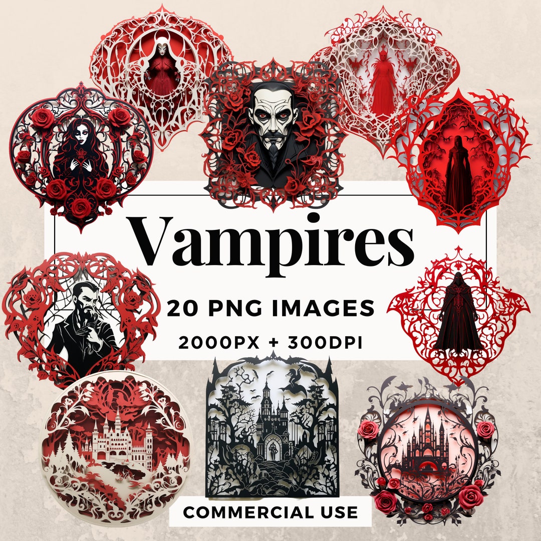 20 Vampires Clipart Pack INSTANT DOWNLOAD 20 Mysterious Vampire ...