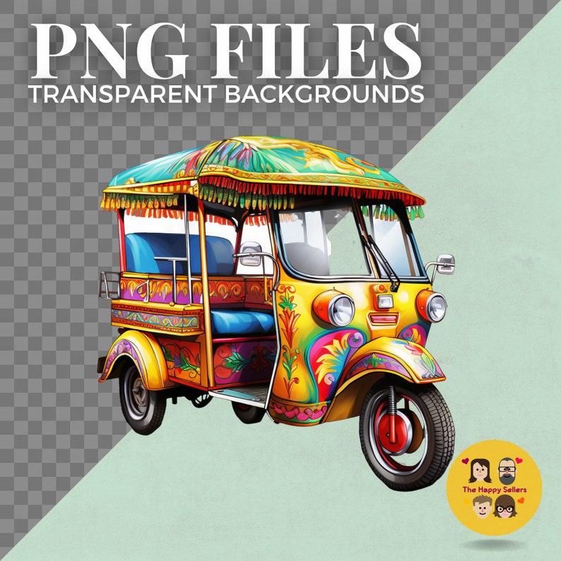 10 Colorful Tuk Tuks Clipart Pack INSTANT DOWNLOAD 10 Tuk Tuk ...