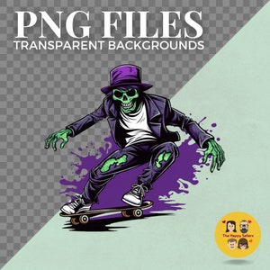 20 Zombie Skaters Clipart Pack INSTANT DOWNLOAD 20 Skateboarding Zombie ...