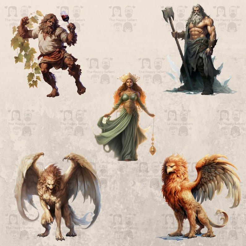 20 Greek Mythology Clipart Pack INSTANT DOWNLOAD 20 Greek Gods ...