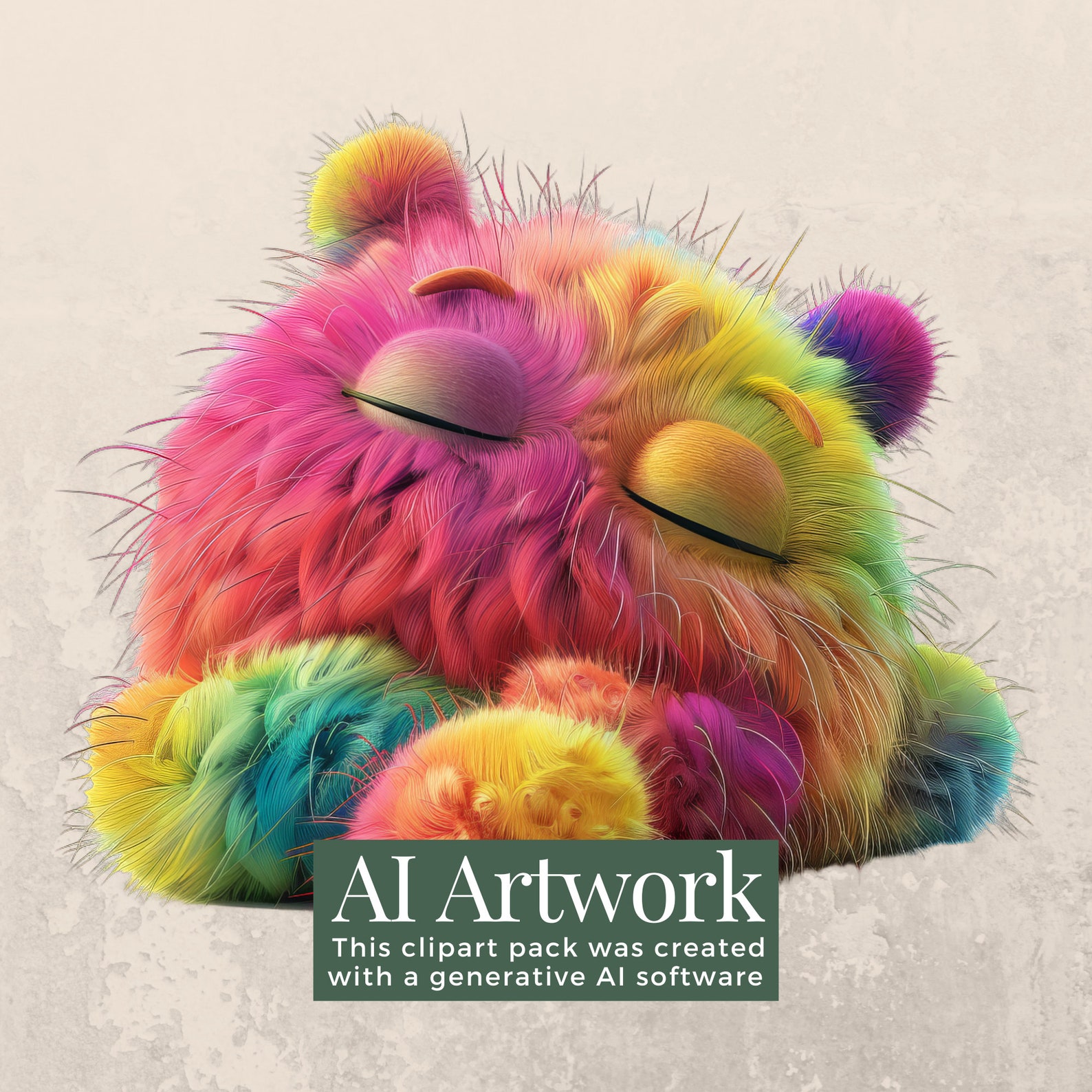 40 Sleeping Fuzzy Creatures Clipart Pack - INSTANT DOWNLOAD, PNG ...