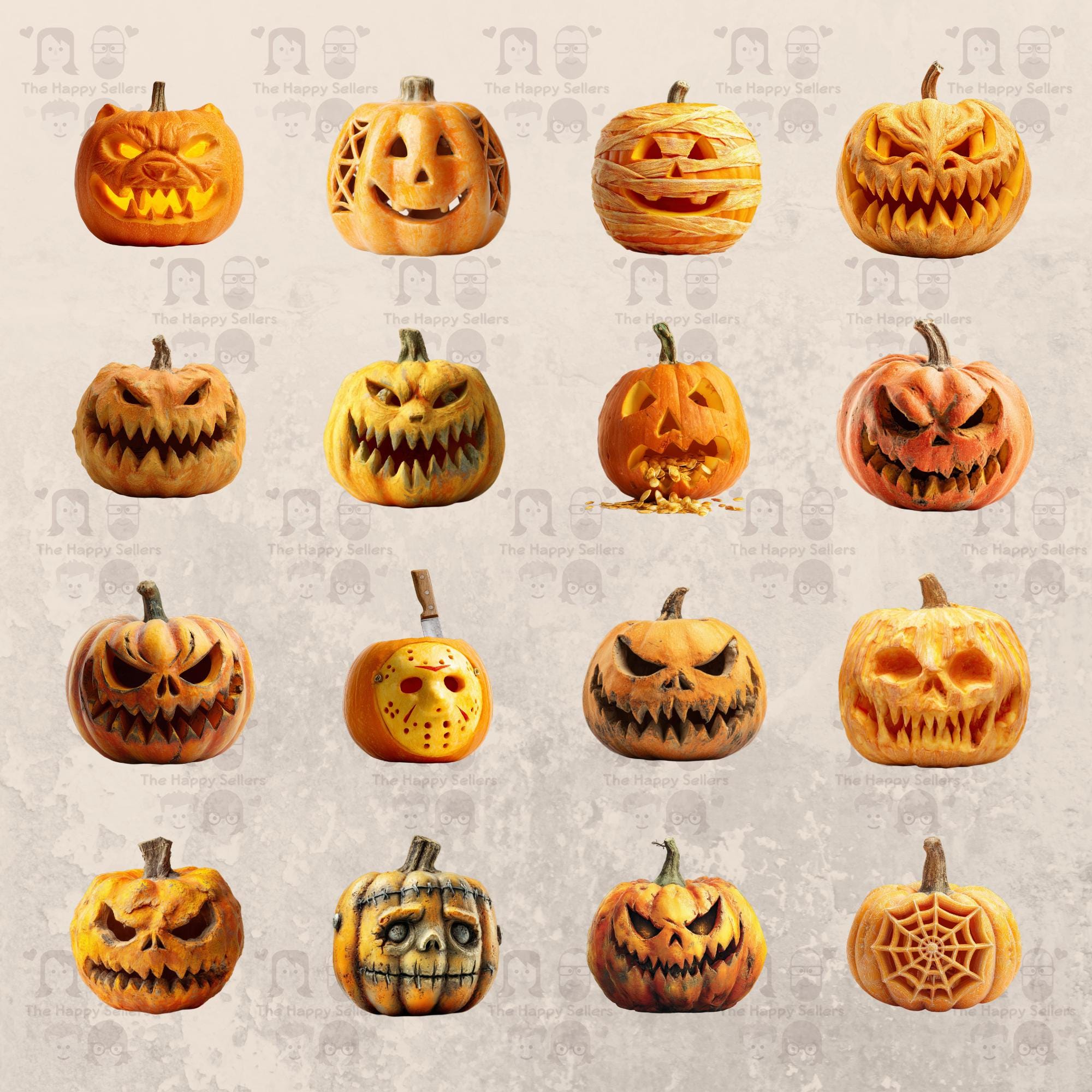 30 Jack-o-lanterns Clipart Pack INSTANT DOWNLOAD 30 Pumpkin ...