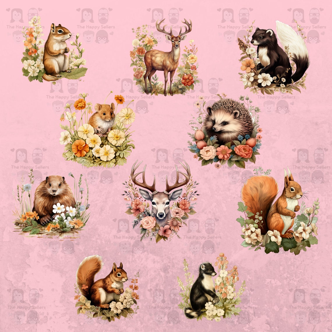 40 Vintage Woodland Animals Clipart Pack INSTANT DOWNLOAD Nostalgic ...